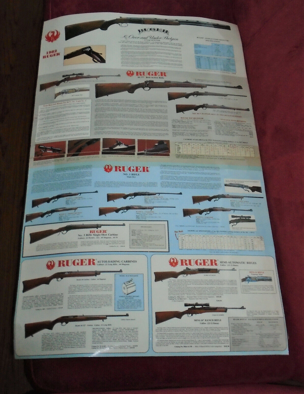 1982 Ruger Fold Out Poster Catalog Brochure Revolvers & Rifles ...