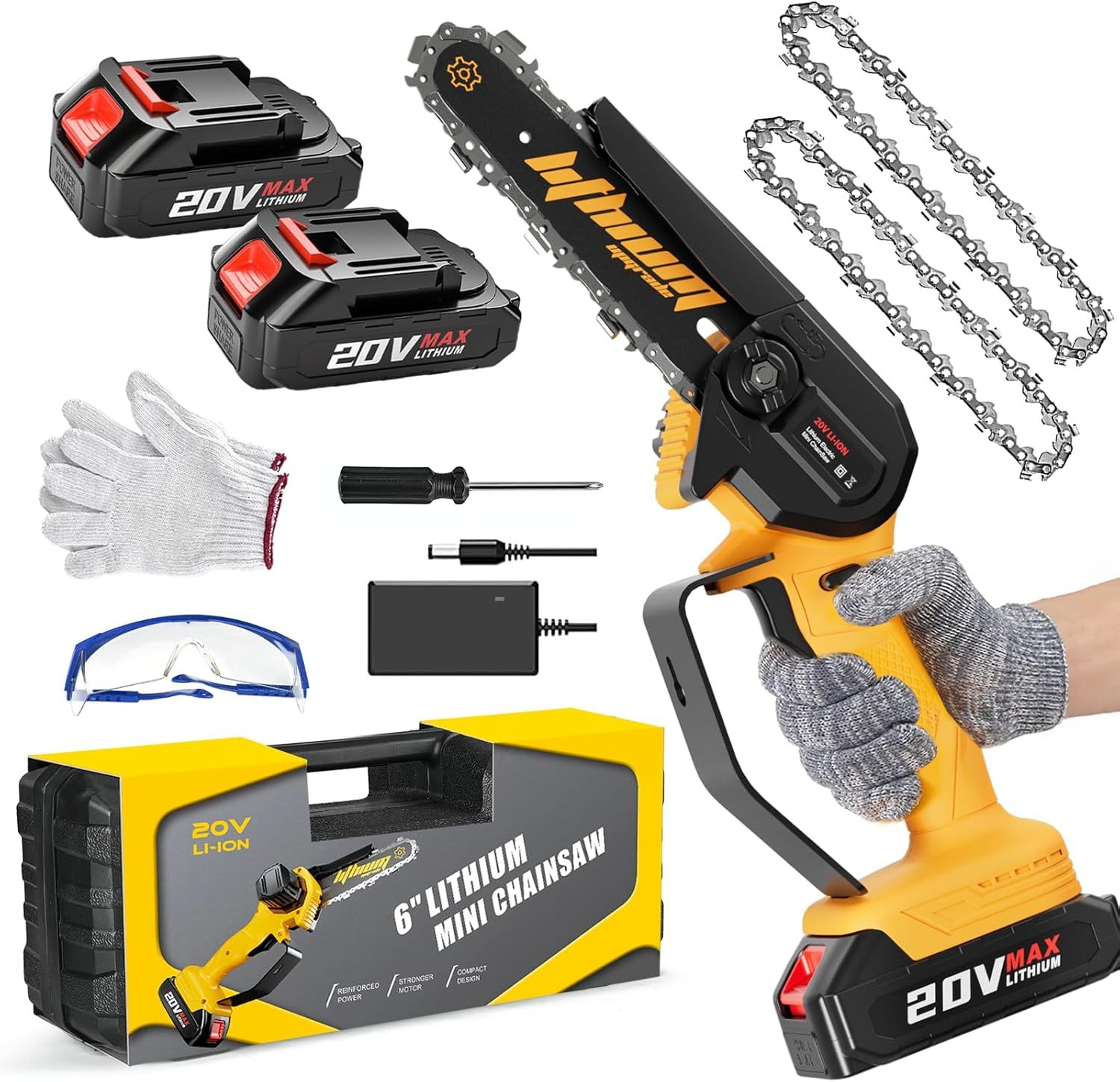 Mini Chainsaw 6-Inch with 2 Battery Mini Electric Chain Saws Cordless Handheld - Chain Saw Bars ...