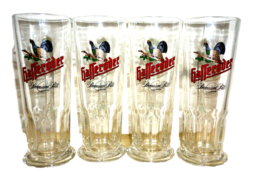 4 Hasseroder Premium Pils German Beer Glasses Seidel - Germany