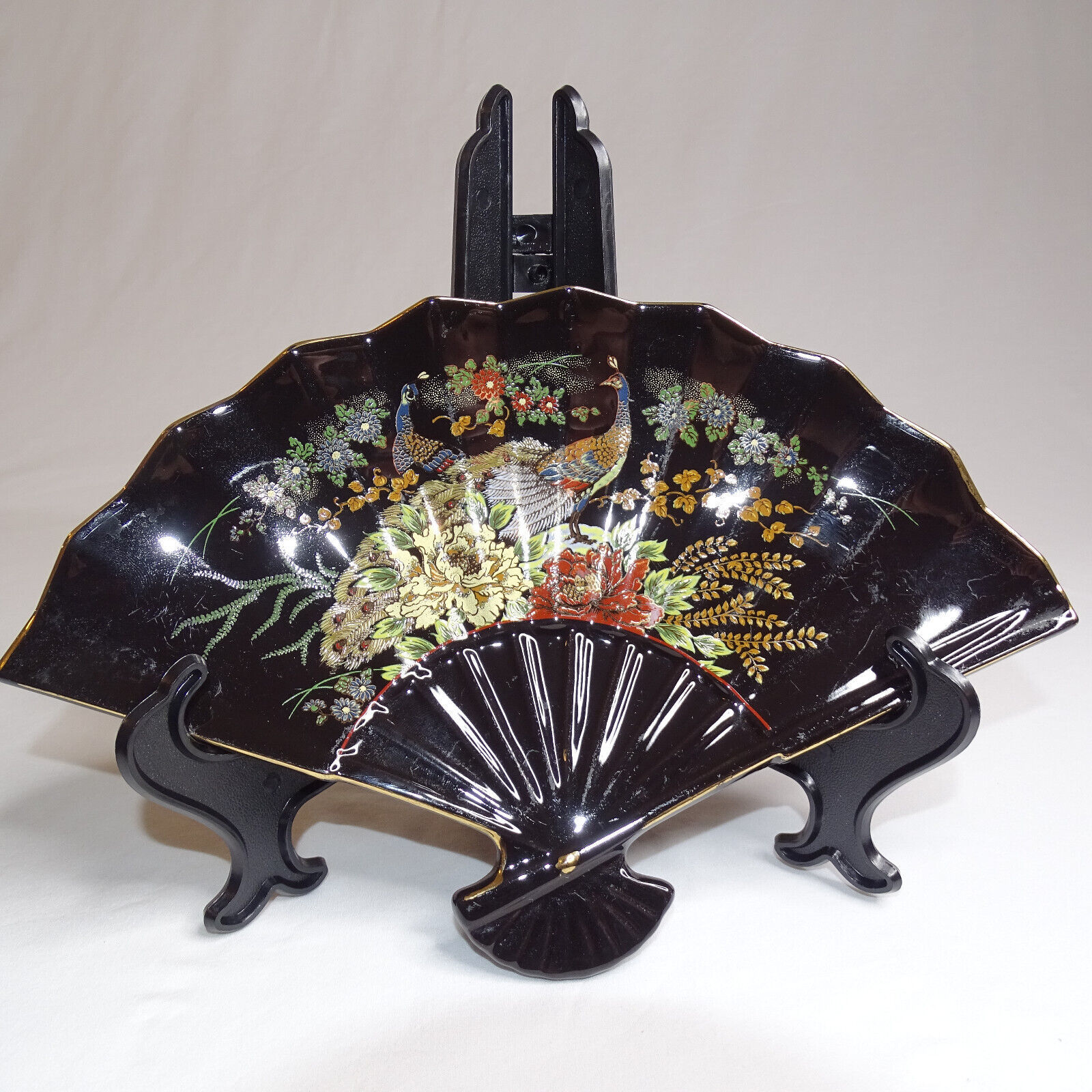 Ceramic Peacock Trinket Colorful Fan With Gold Trim Made In Japan Very ...