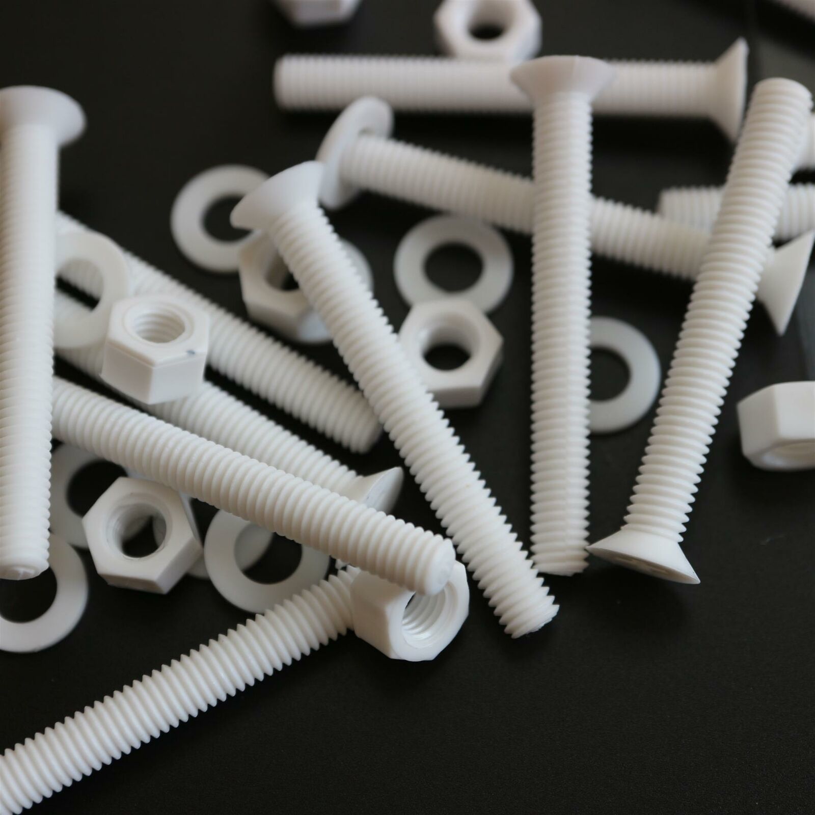 20x White Countersunk Plastic Nuts & Bolts, M5 x 40mm, Anti-Corrosion ...