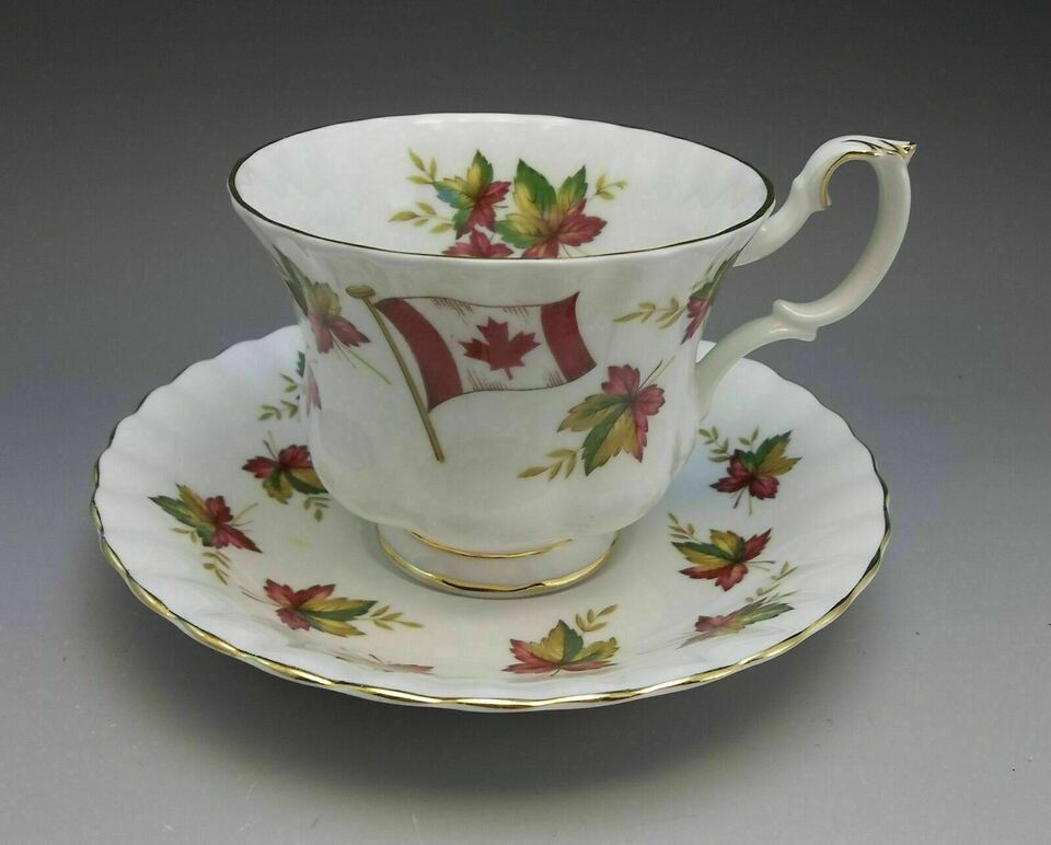 Royal Albert Canada Tea Cup Saucer Bone China Red Oak Leaf From Sea to ...