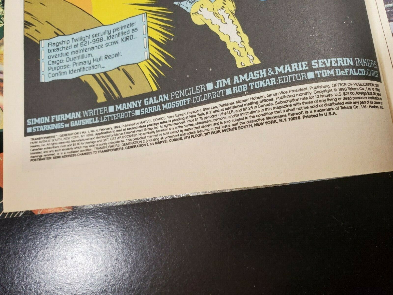 Transformers Generations #4 Hand signed by Jim Amash - Other