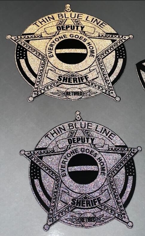 Police Officer Decal - Deputy Sheriff RETIRED BLACKOUT REFLECTIVE Set ...