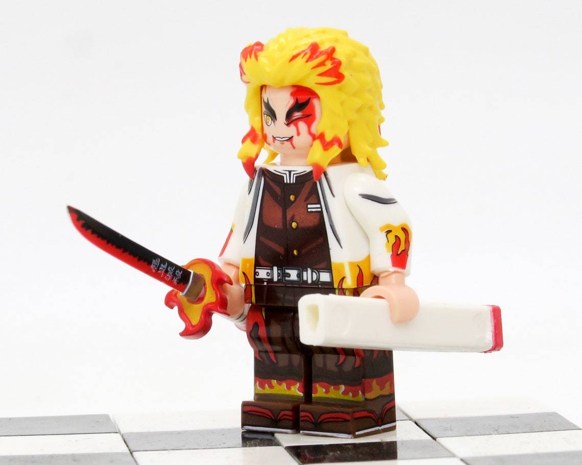 Demon Slayer Kimetsu no Yaiba Rengoku Kyojuro Minifigures Weapon and ...