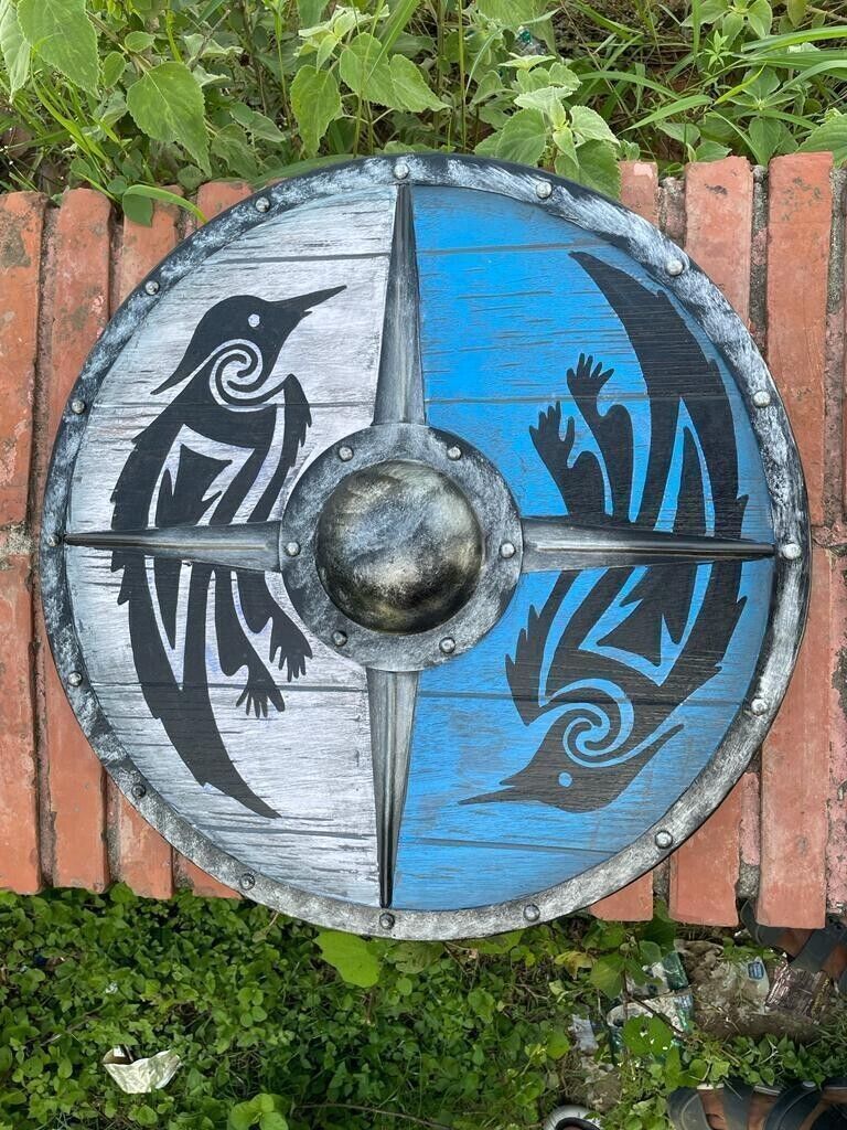 Raven Bird Viking Shield Ragnar Wooden Viking Cosplay Shield Gift ...