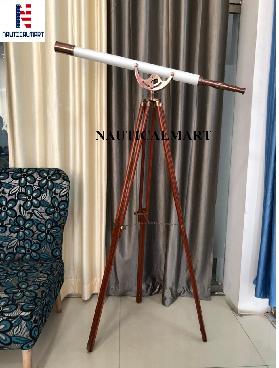 Floor Standing Bronzed With White Leather Griffith Astro Telescope 65 ...