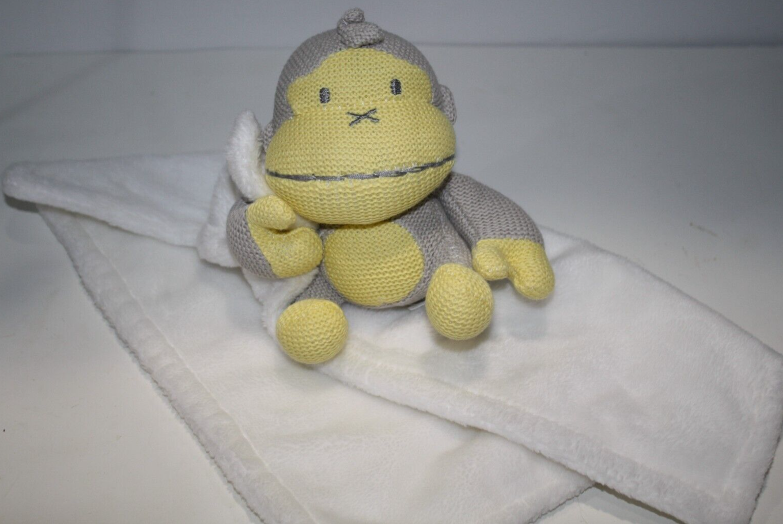 Baby Bum Duke Monkey Security Blanket Gray Yellow Knit Plush Soft Toy ...