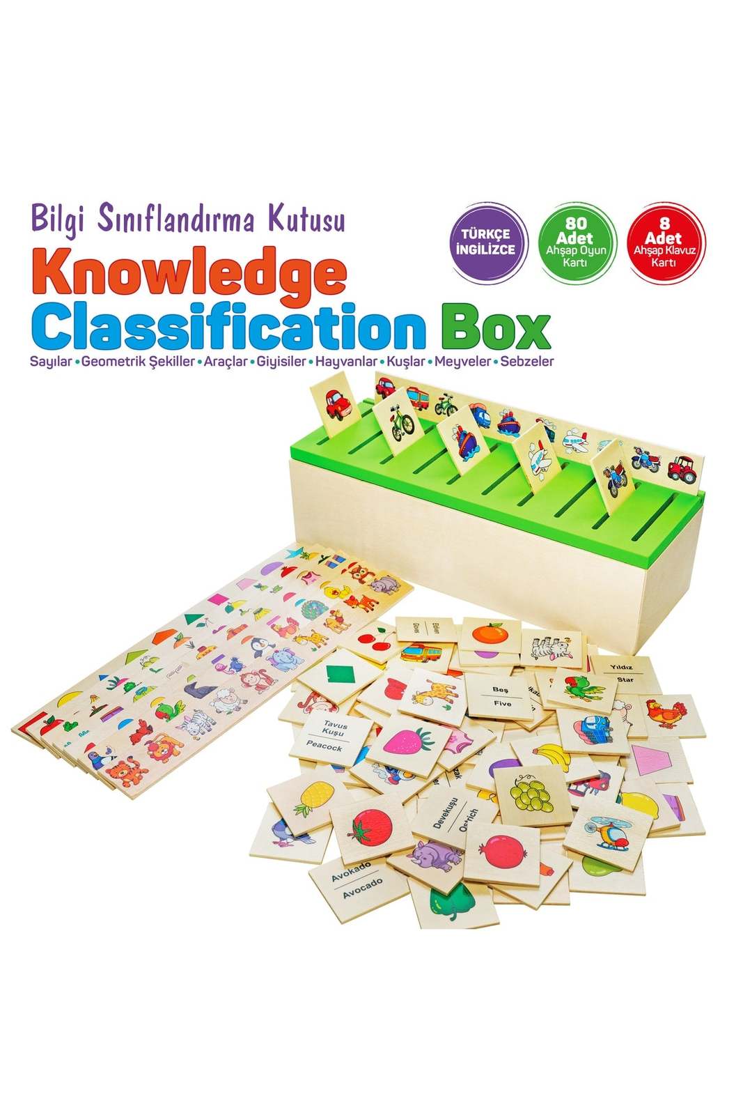 Wooden Knowledge Classification Box Educational Loop Toy 88 Pieces ...