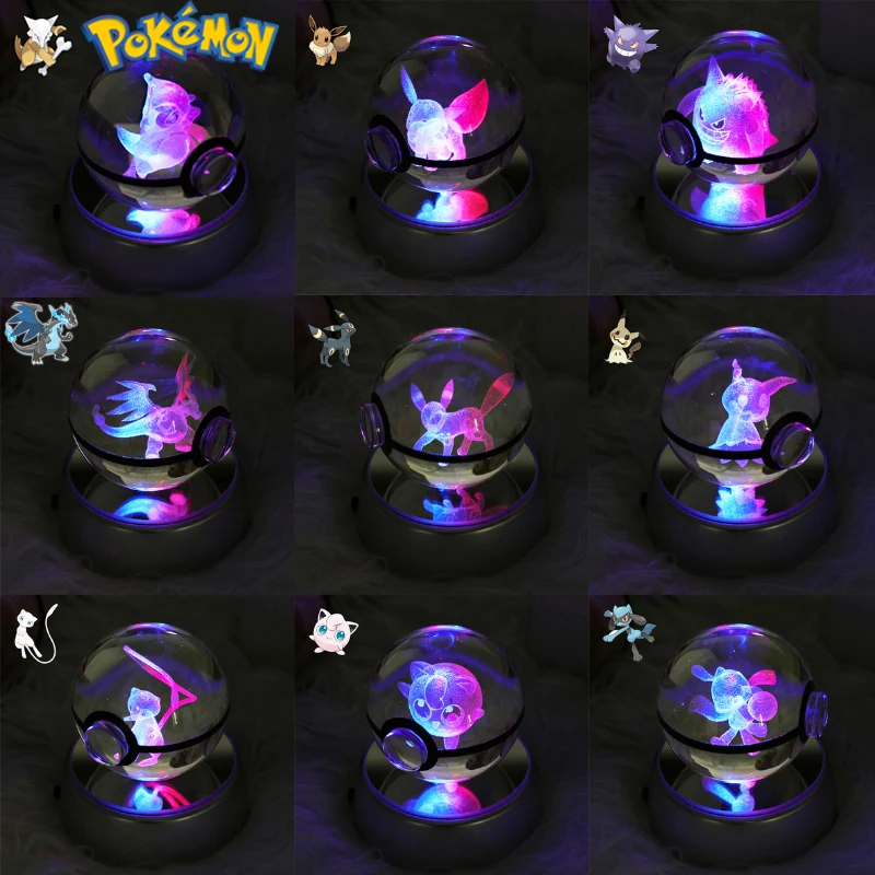 3D Pokemon Crystal Poke Ball Figure 5CM Charizard Ditto Cubone Gengar ...