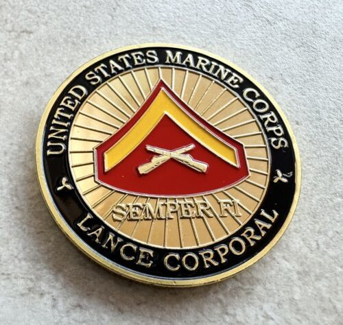 US MARINE CORPS " LANCE CORPORAL " E-3 Rank USMC Challenge Coin W ...