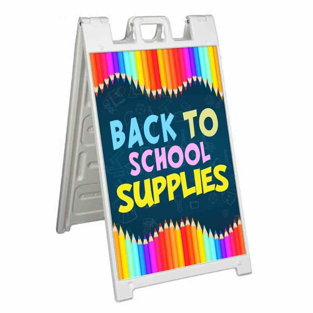 BACK TO SCHOOL SUPPLIES Signicade 24x36 Aframe Sidewalk Sign Banner ...