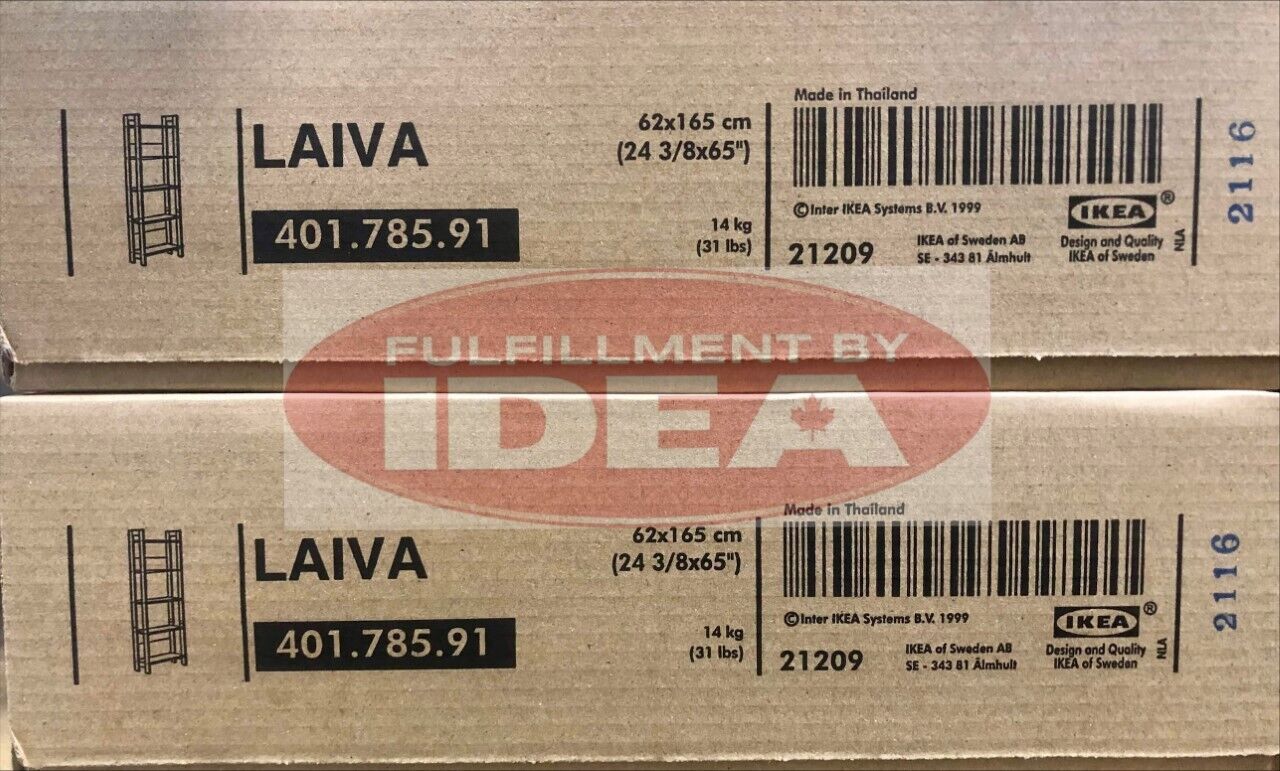 Brand New IKEA LAIVA Black Bookcase Shelving Unit 24 3/8x65 " 401.785. ...