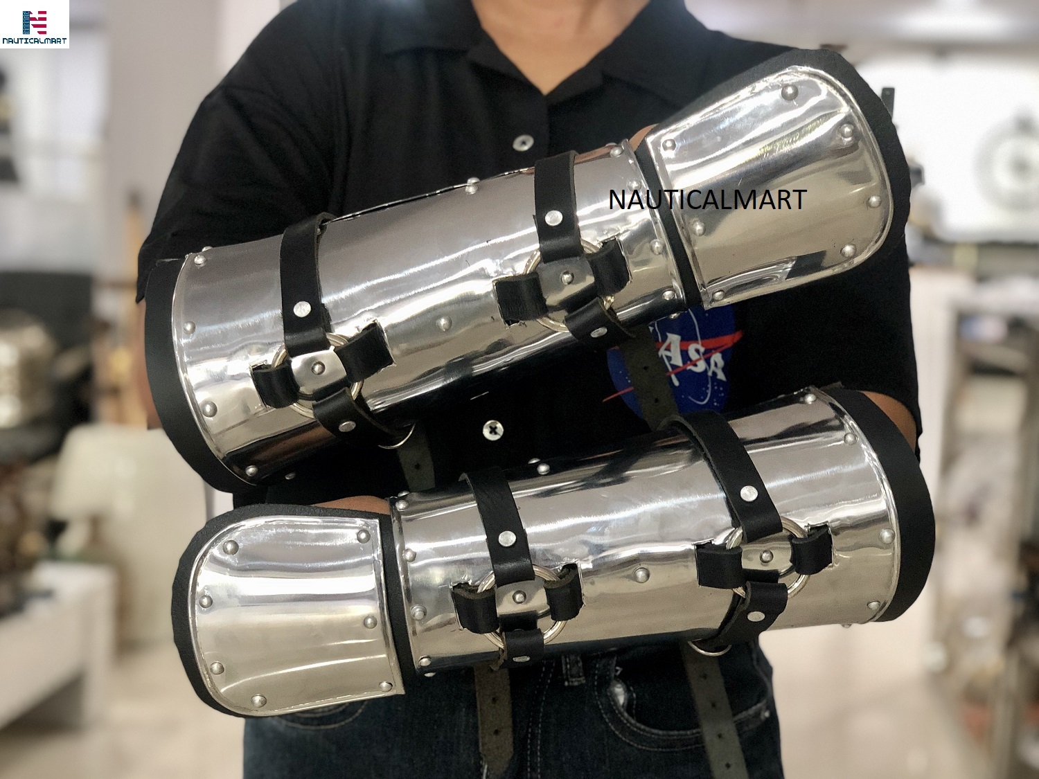 Medieval ARM Bracers Witcher cosplay Armor Steel Leather Material LARP ...