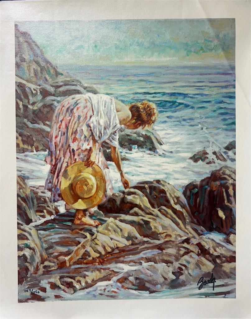 Sebastia Boada Sea Rocks Hand Signed Limited Serigraph on Canvas Women ...