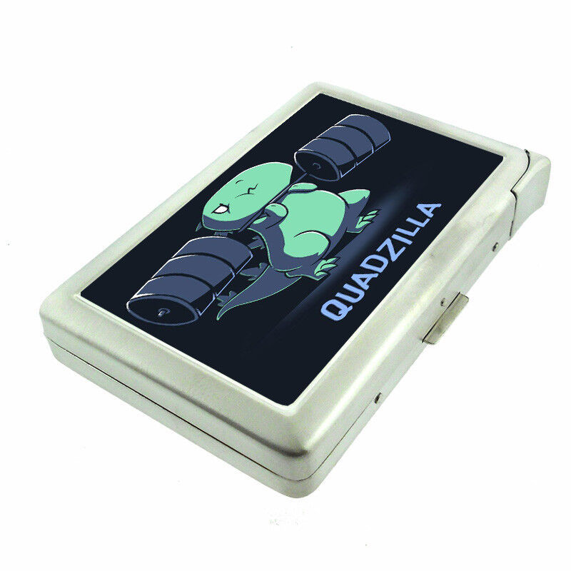 Dinosaur Gym Pun Em1 100's Size Cigarette Case with Built in Lighter ...