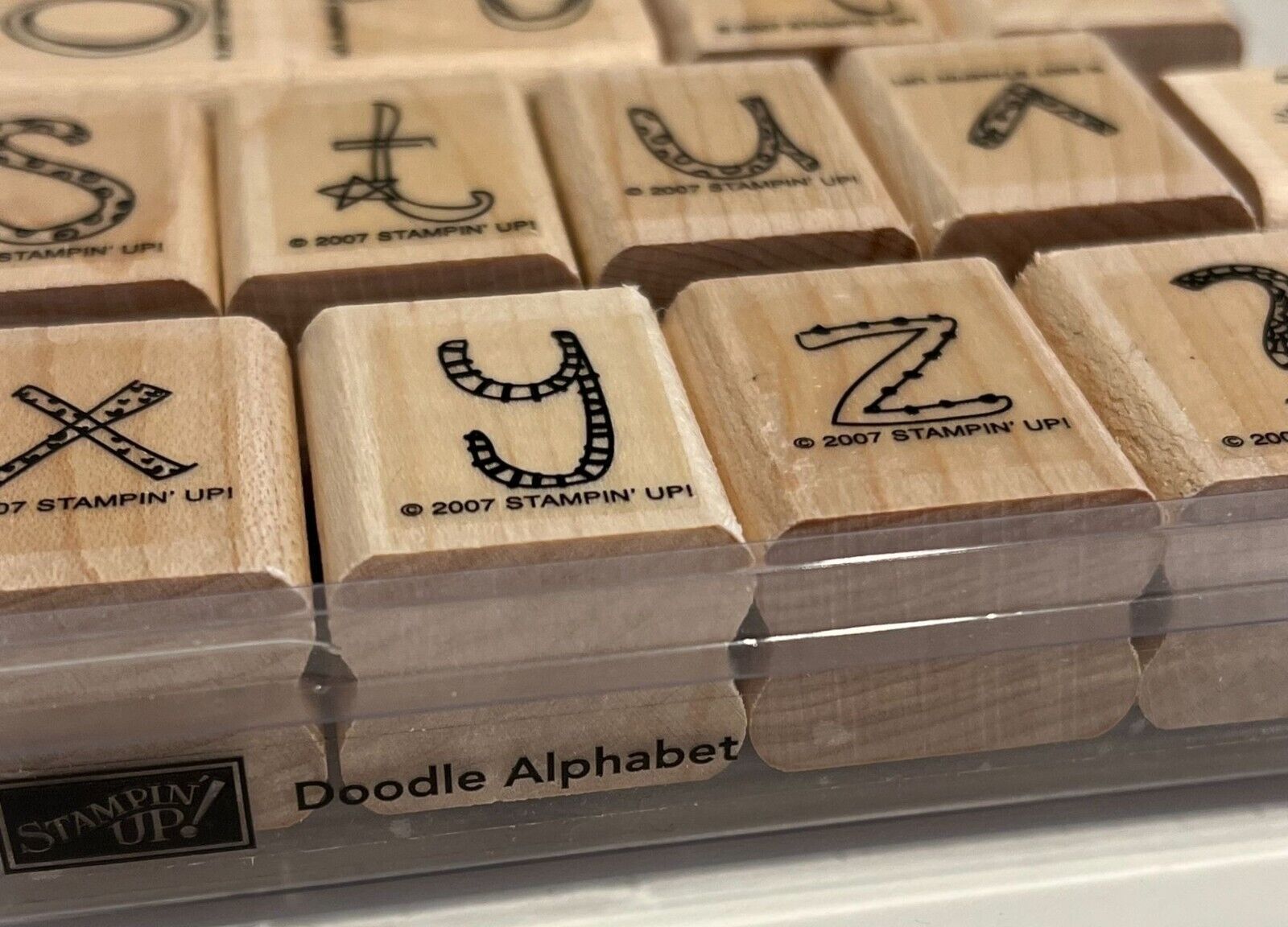 Stampin Up! Doodle Alphabet Rubber Stamp Set In Plastic Case - Stamps
