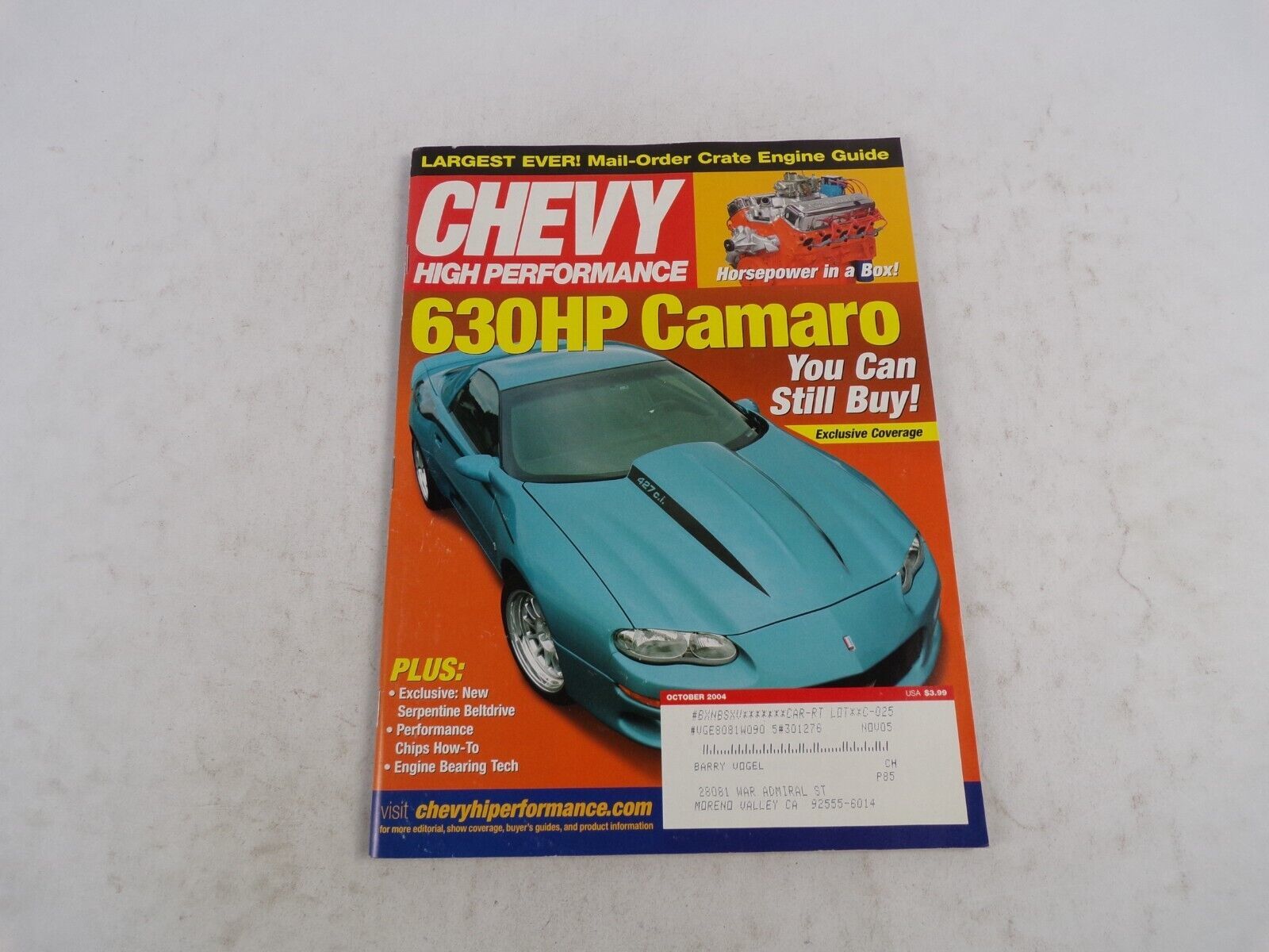 October 2004 Chevy High Performance 630HP Camaro Largest Ever! Mail ...