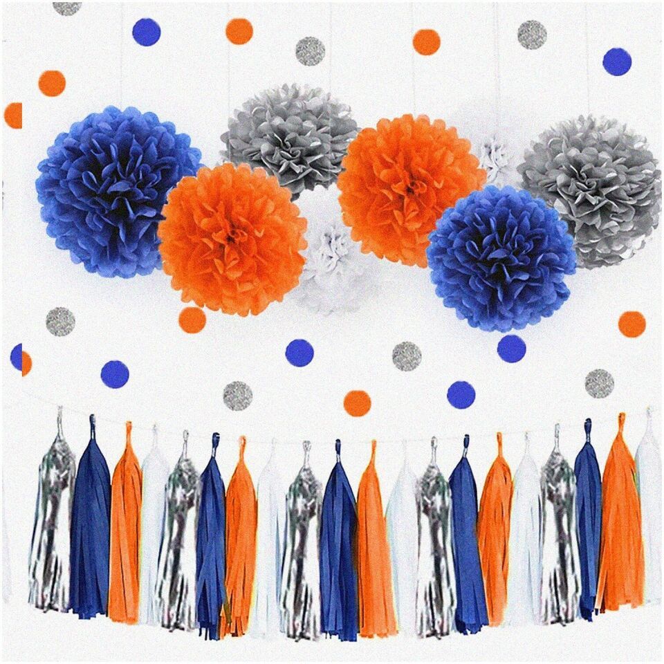 Celebrate & Decorate: Navy Orange White Party Kit - Graduation ...