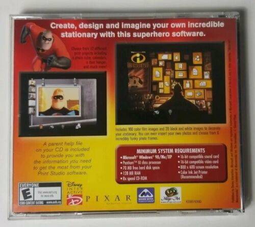 The Incredibles Print Studio PC CD ROM Disney Pixar - Software