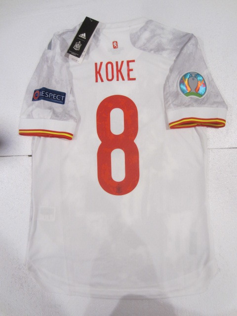 Koke #8 Spain 20/21 Euro Match Slim White Away Soccer Jersey 2020-2021 ...