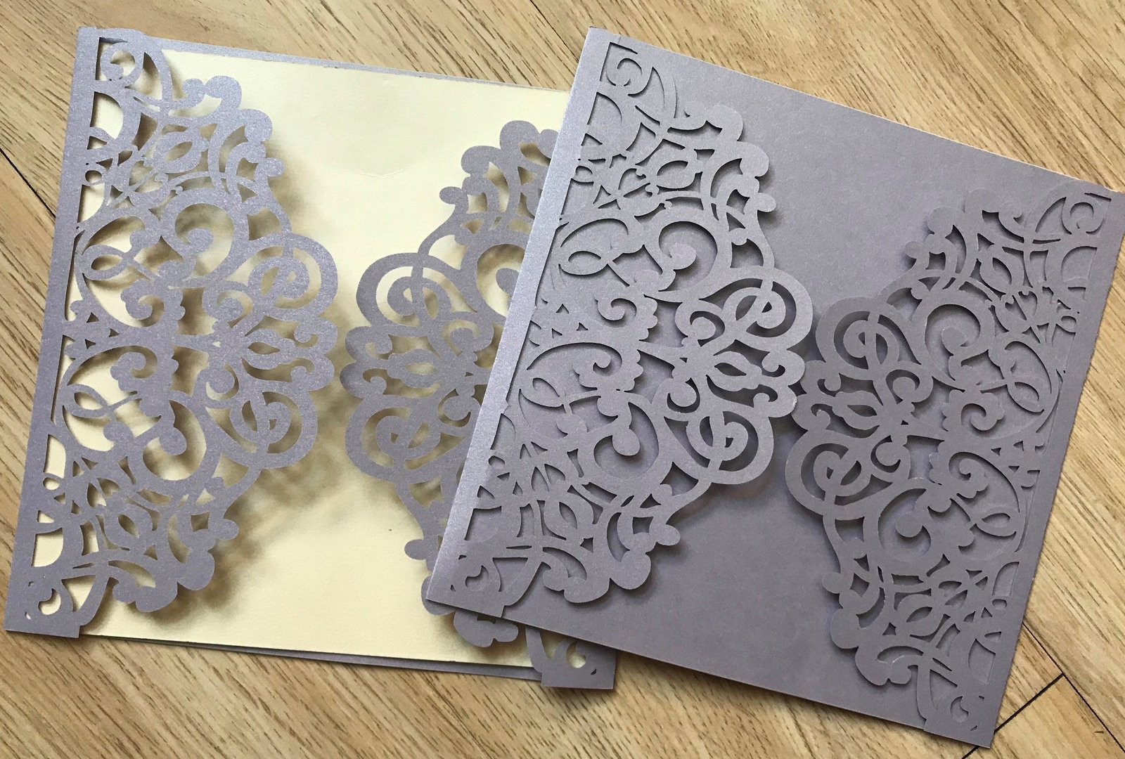 50pcs light purple Gate Laser cut Invitation Cards,laser cut Wedding ...