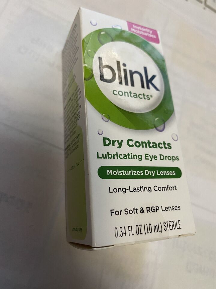 ex 12/24 Blink Dry Contacts Lubricating Eye Drops for Soft & RGP Lenses 0.34 oz - Eye Drops & Wash