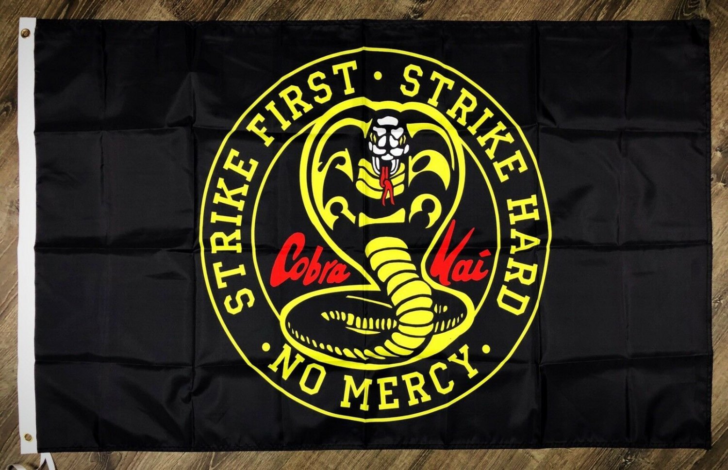 Cobra Kai Strike First Karate Kid Flag 3x5 ft Black Movie Banner Man ...