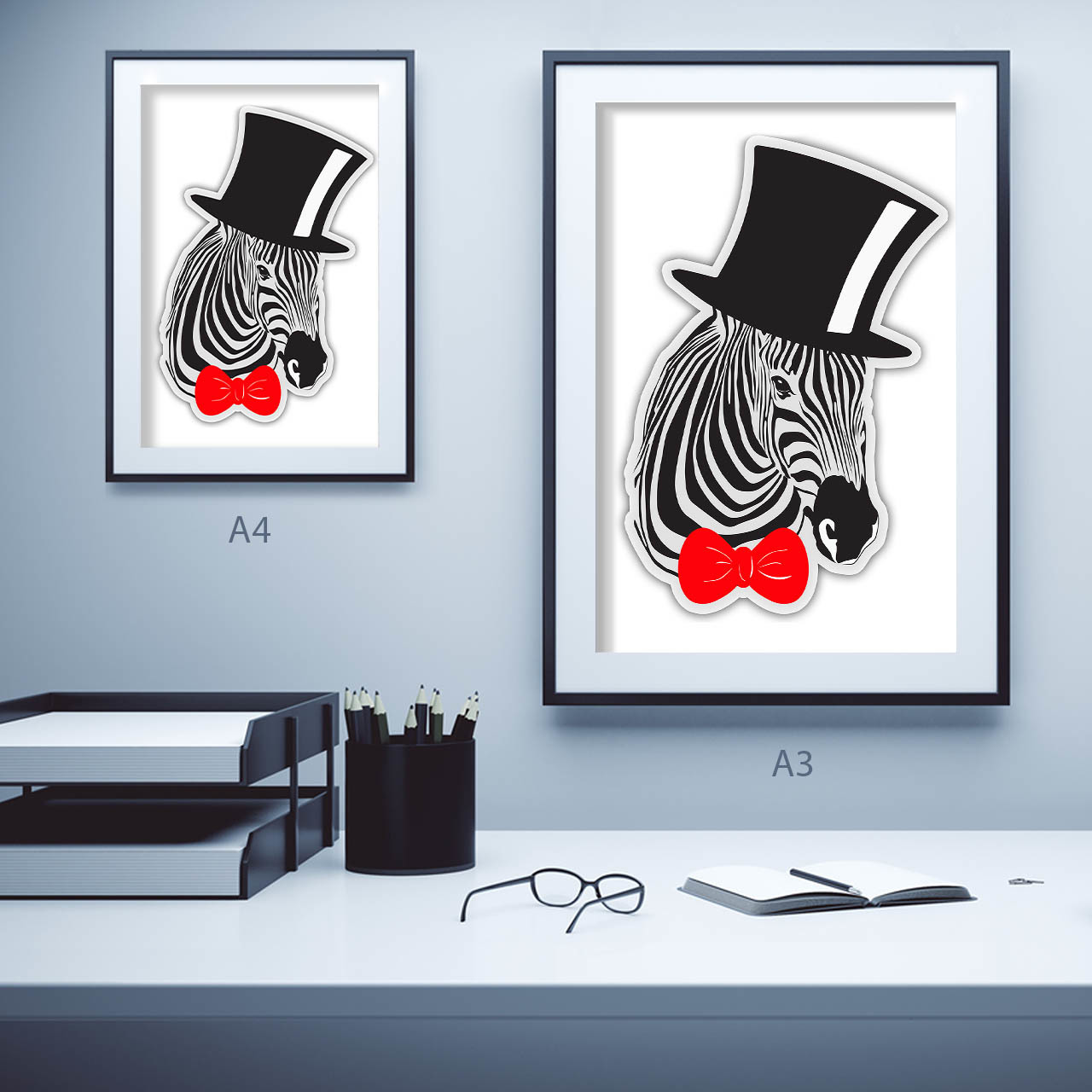 Sir Hipster Zebra Fashion Crazy Zoo Matte/Glossy Poster A0 A1 A2 A3 A4 ...