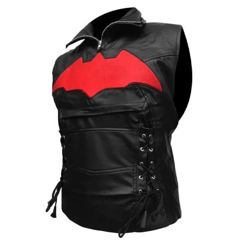 Batman Arkham Red Hood Knight Jason Todd Black Leather Jacket & Vest ...
