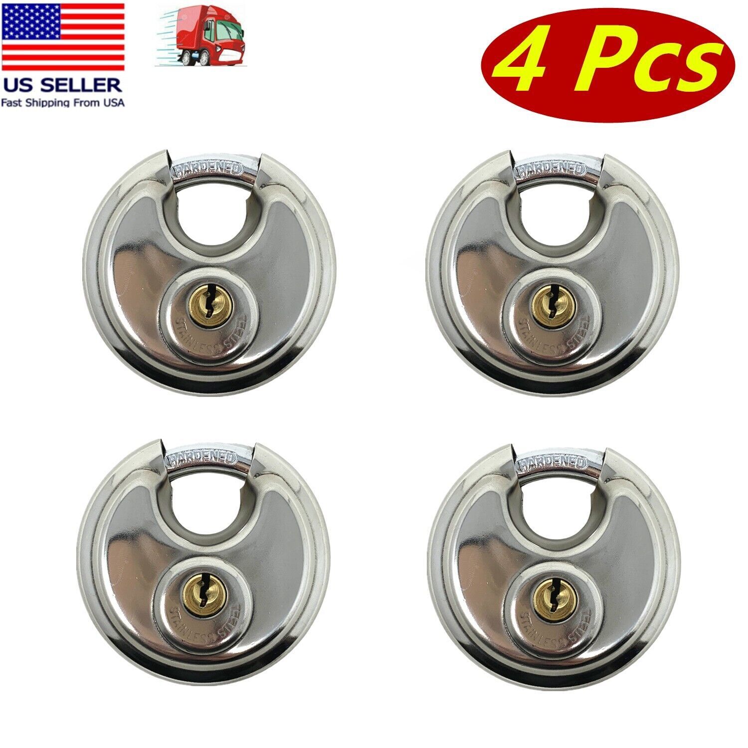 4 Pcs 70mm Stainless Steel Armor for Trailer Round Padlock with ...
