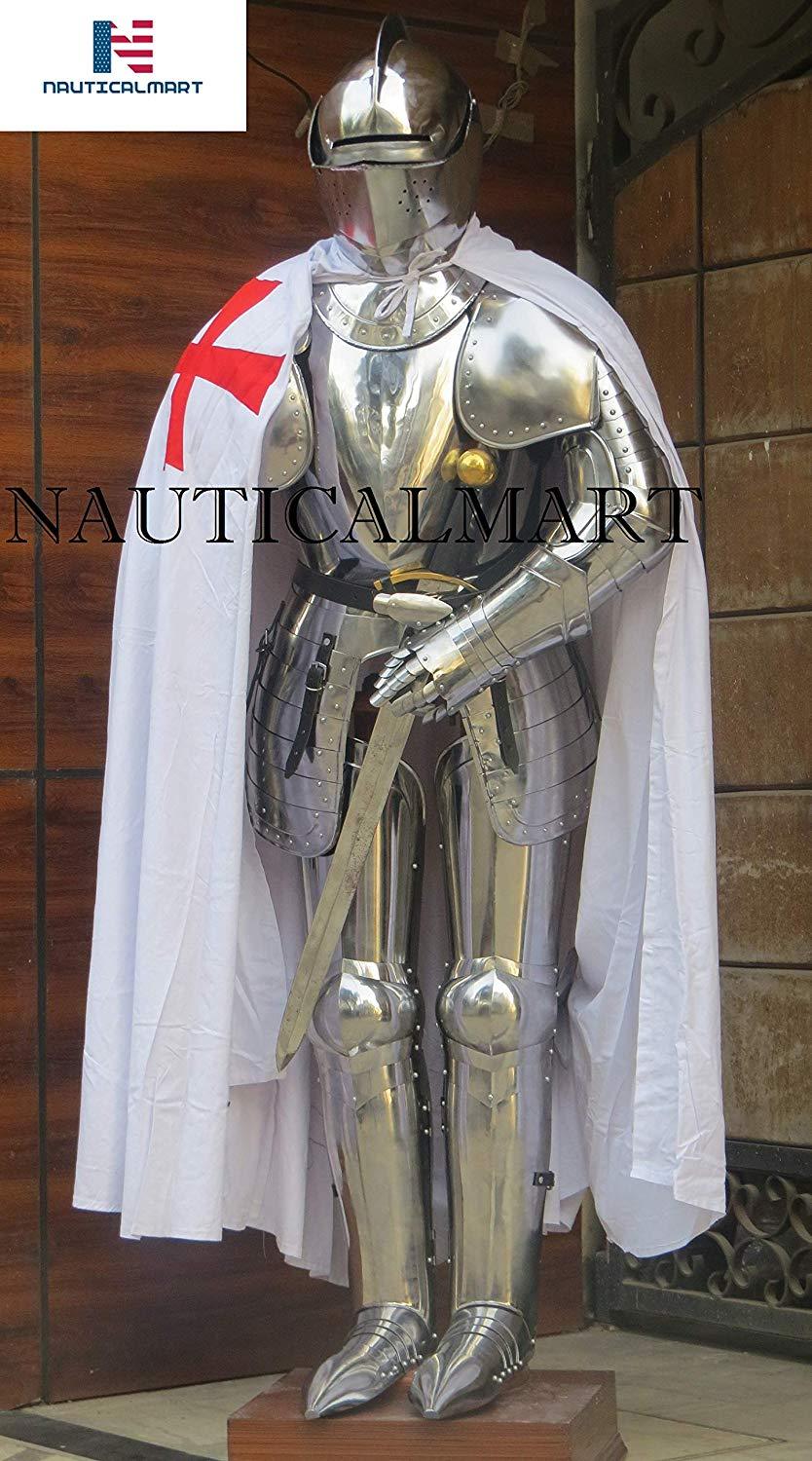 Italian Full Suit of Armor Medieval Knight Closed Helmet Costume,Sword ...