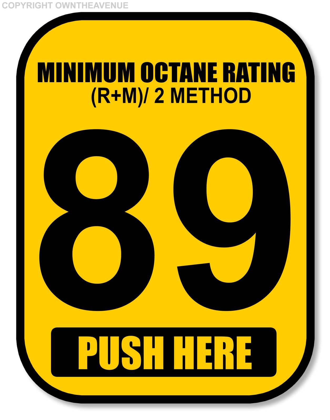 89 Octane Gas Pump Button Label Vinyl Sticker Gasoline Petrol Decal 2x2 ...