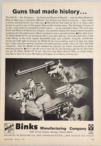1965 Print Ad Binks Model 62 Paint Spray Gun Colt 45,Smith & Wesson ...