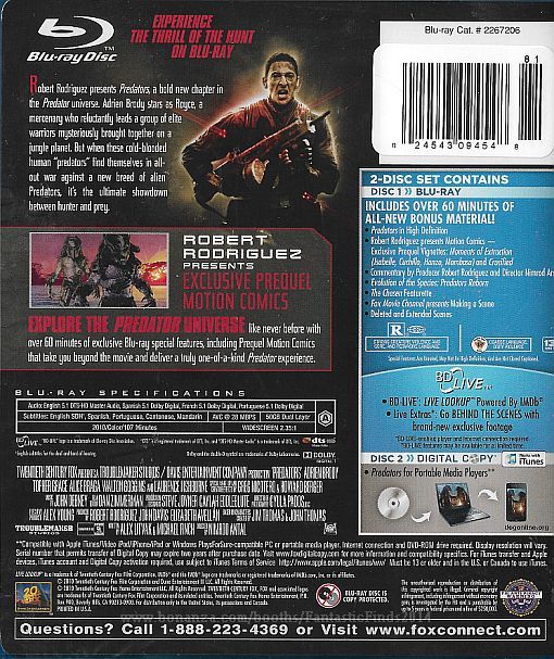 Blu-Ray - Predators (2010) *Topher Grace / Danny Trejo / Alice Braga ...