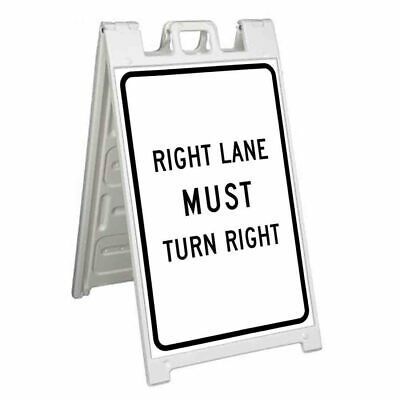 RIGHT LANE MUST TURN RIGHT Signicade 24x36 Aframe Sidewalk Sign Banner ...