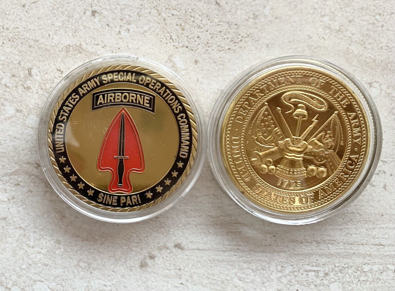 US ARMY SPECIAL OPERATIONS COMMAND SINE PARI MILITARY CHALLENGE COIN ...
