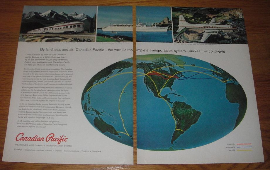 1960 Canadian Pacific Ad - By land, sea, and air. Canadian Pacific ...