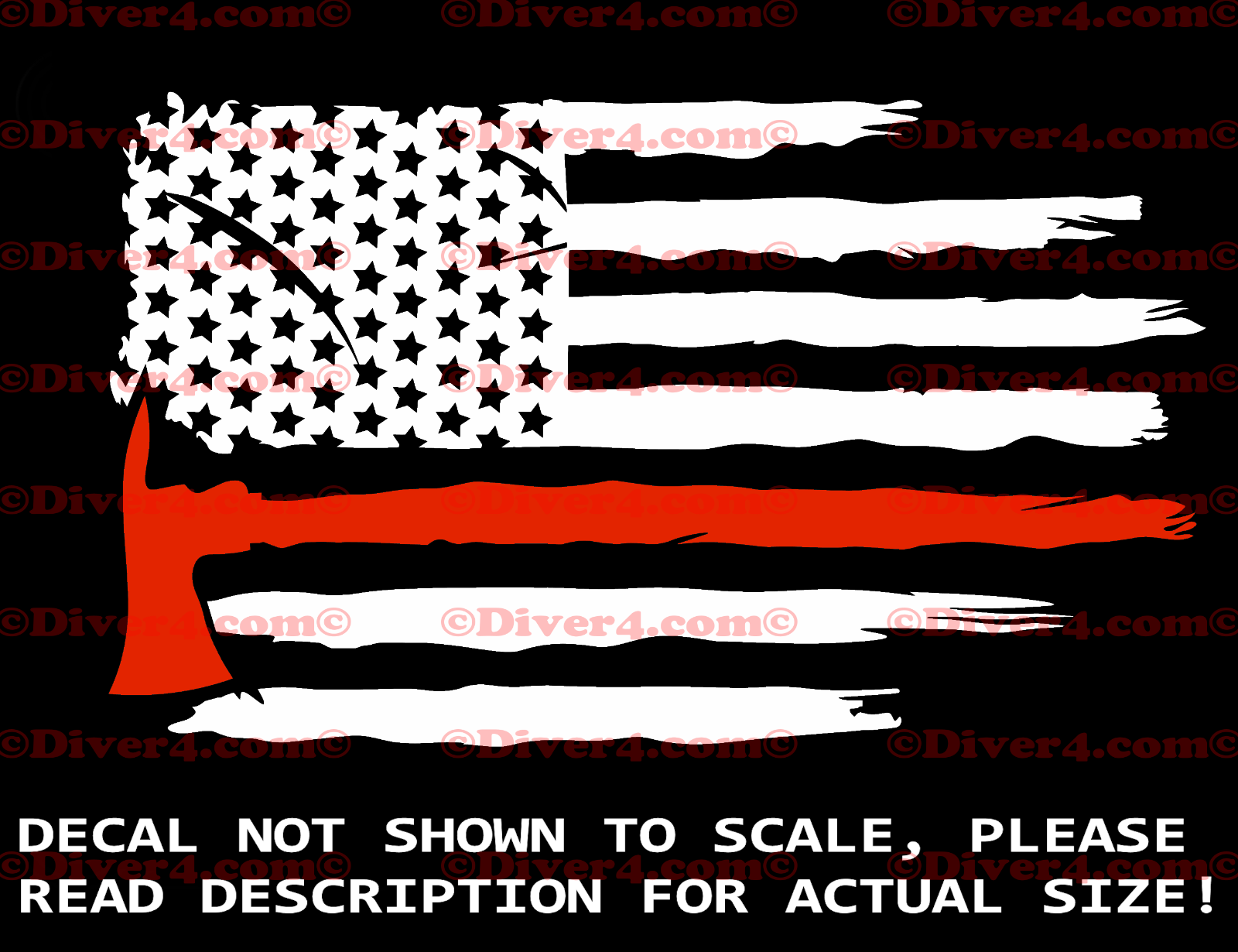 Distressed Flag with Fire Axe Thin Red Line Vinyl Decal Sticker USA ...