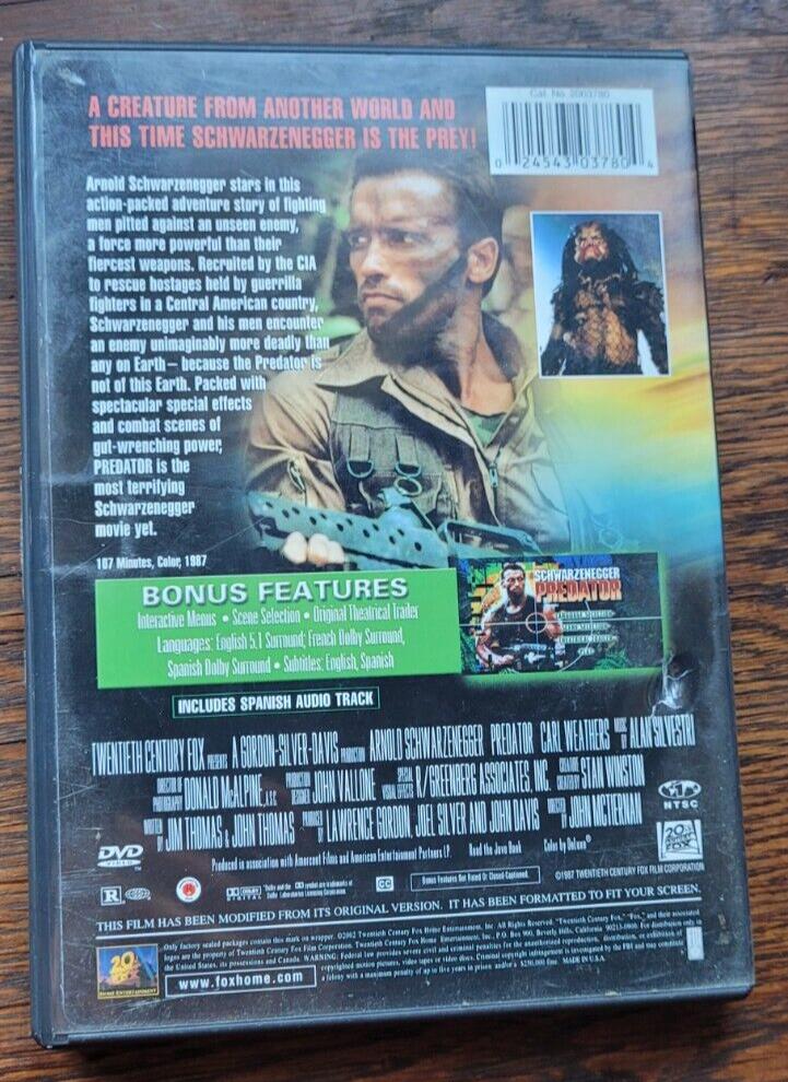 Predator Spotlight Screen DVD 2006 Full Screen Arnold Schwarzenegger - DVDs & Blu-ray Discs