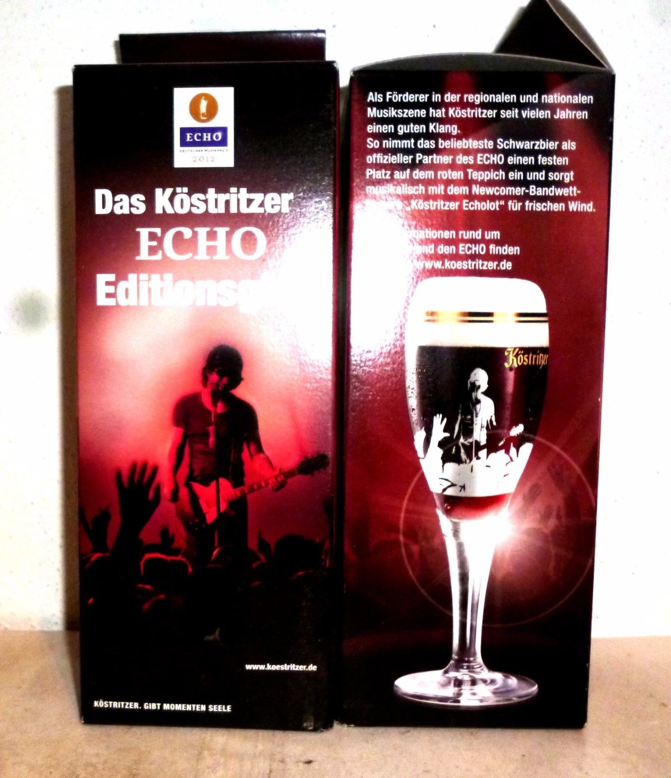 2 Kostritzer ECHO Music Awards German Beer Glasses NEW - Germany