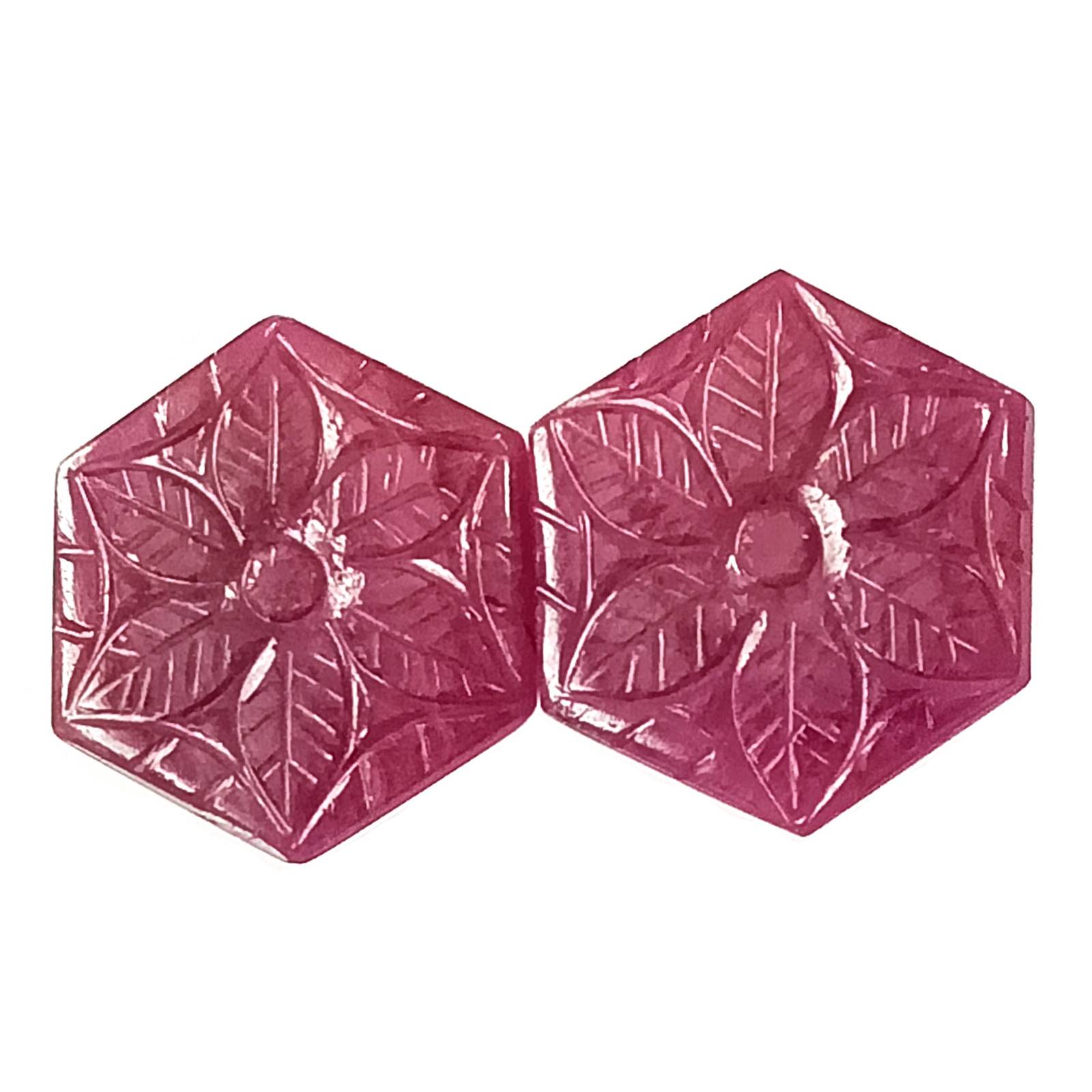Hand Engraved Ruby Pair, No Heat Ruby, Ruby Earring, Carved Ruby, 27.88 ...