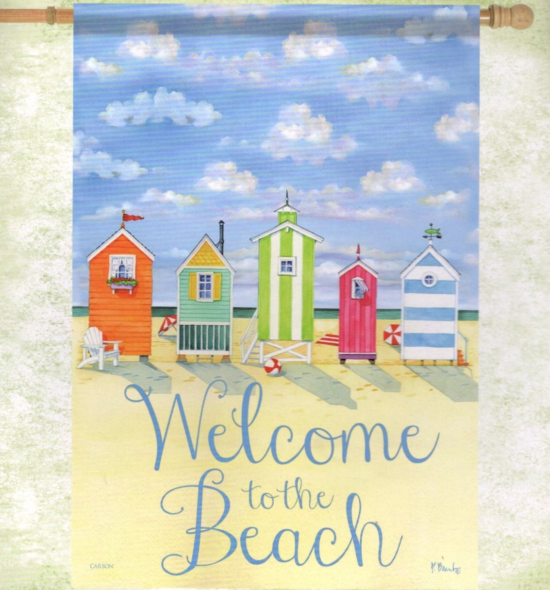 Brighton Beach Huts "Welcome to the Beach" Summer House Flag-2 Sided ...