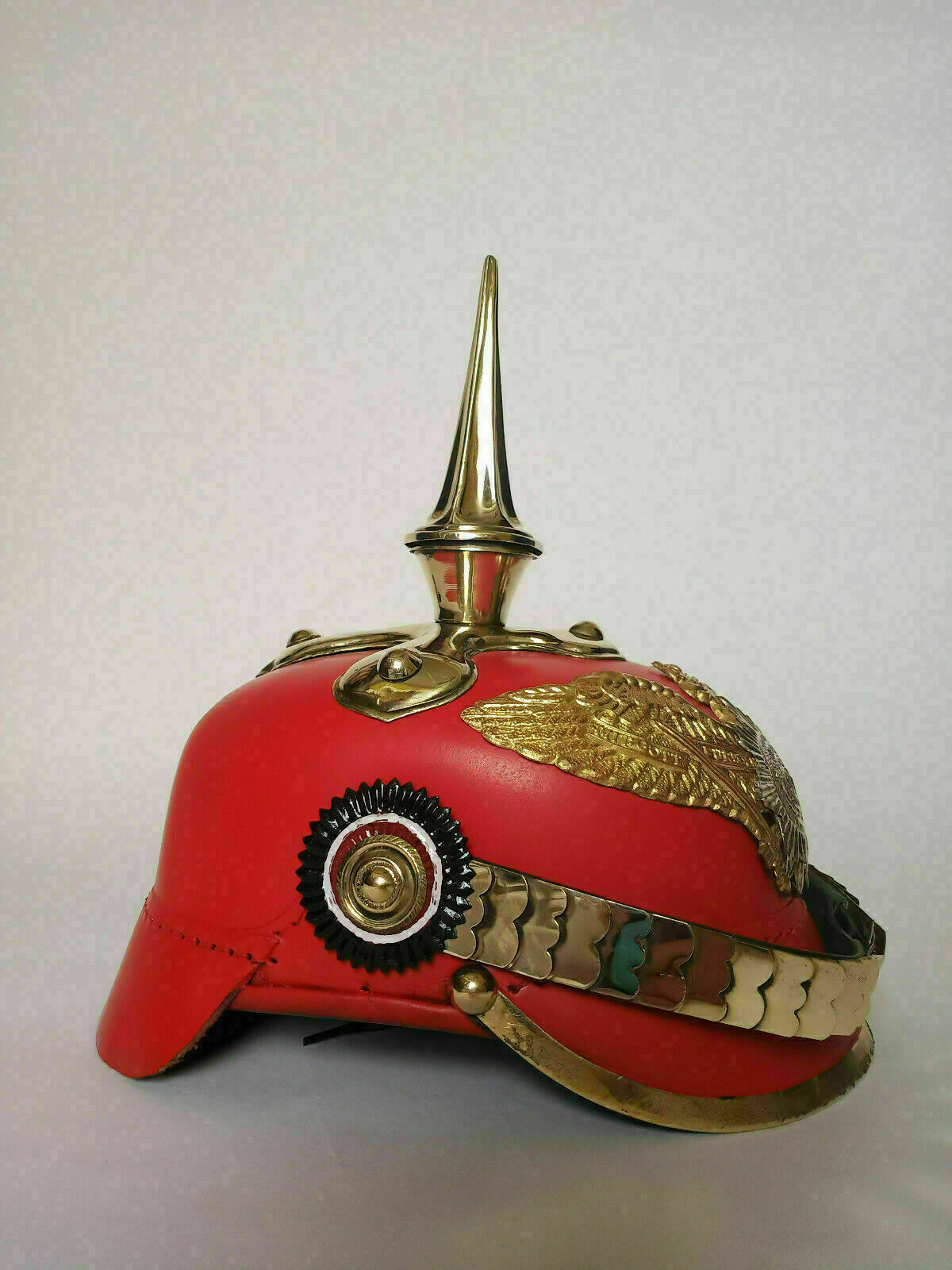 Leather Armor Spike Helmet German Pickelhaube Prussian Helmet Red Helm ...