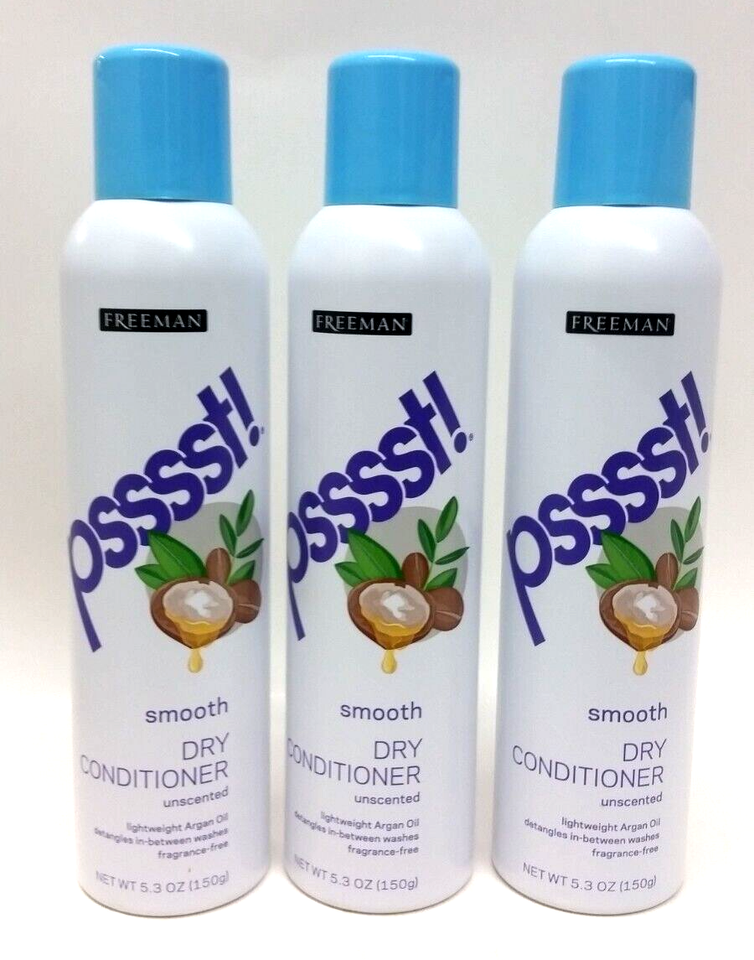 3x Psssst! Freeman Smooth Dry Conditioner Unscented 5.3 oz Argan Oil ...