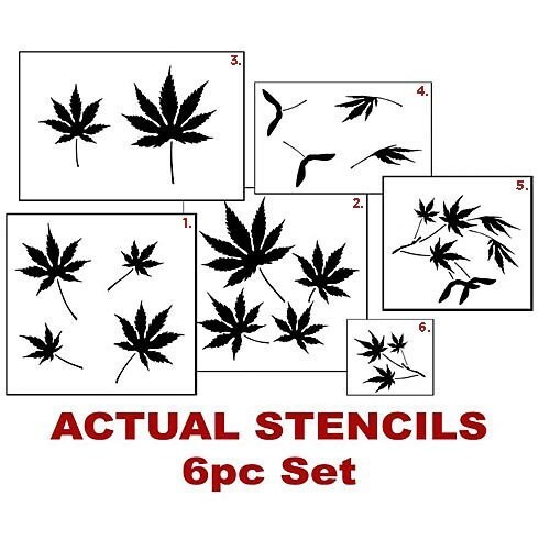 Japanese Maple Leaves 6-Piece Stencil Set – WALL STENCILS instead of ...