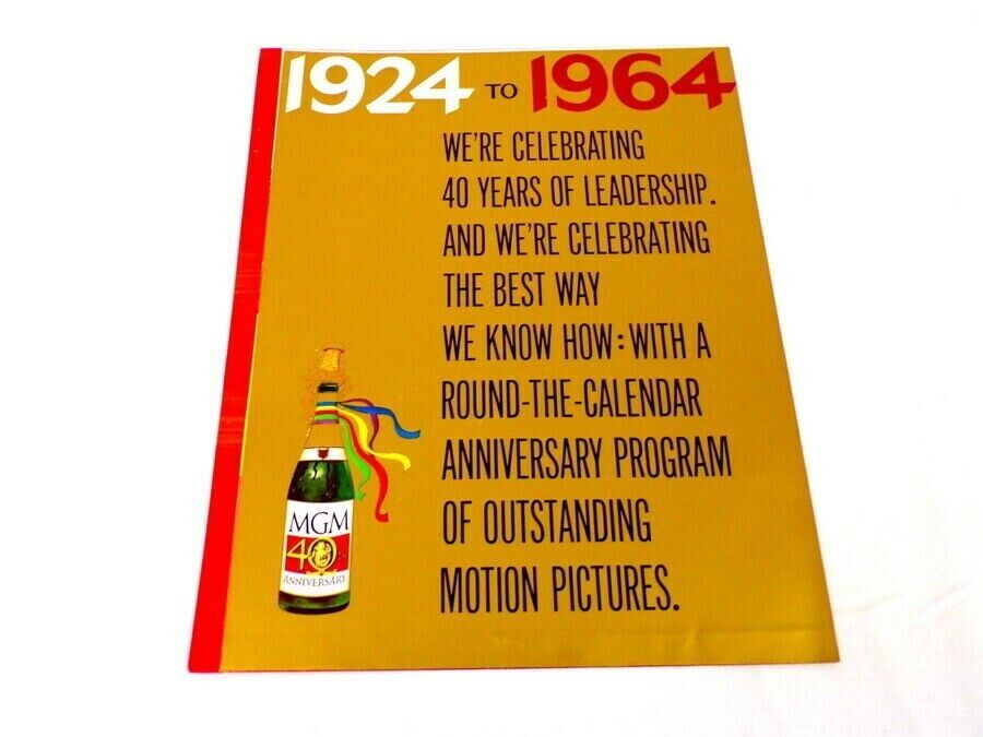 ORIGINAL Vintage 1964 MGM 40th Anniversary Industry Fold Out Poster Ad ...
