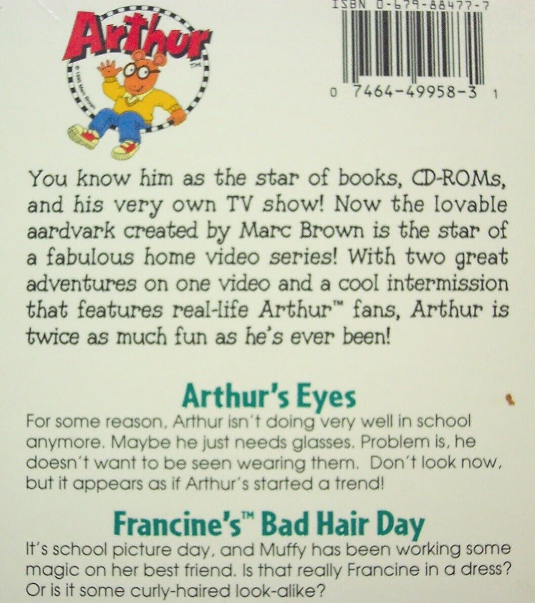 VINTAGE Marc Brown ARTHUR Arthur's Eyes VHS VIDEO 1999 PBS Kids ...