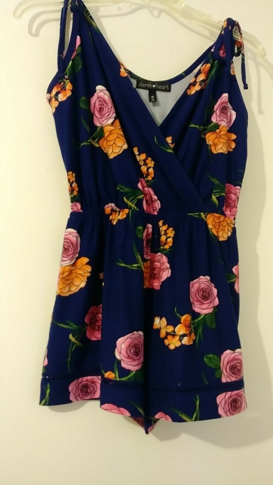 Derek Heart Juniors Blue Floral print Ties Shoulder Surplice neck ...