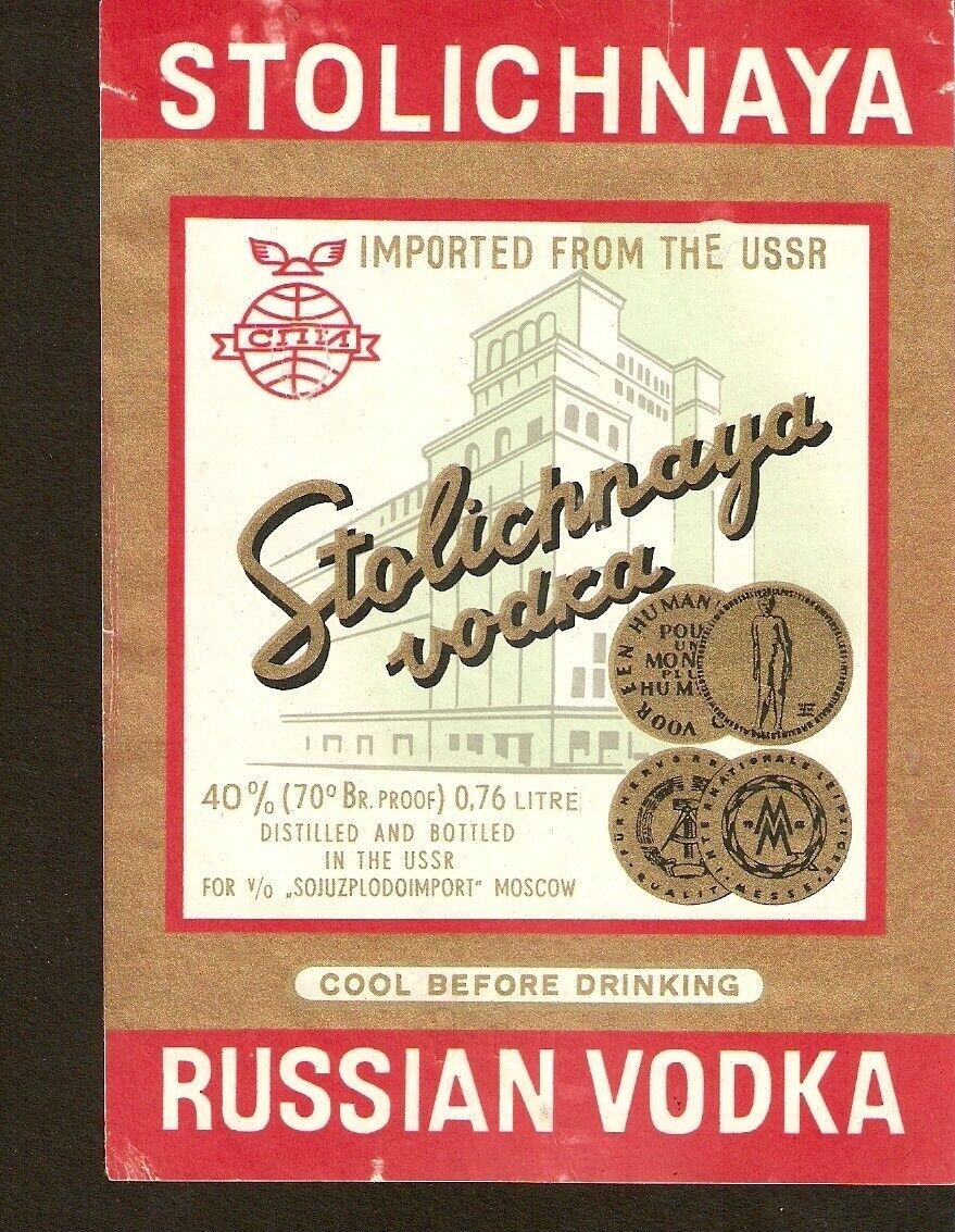 USSR Soviet Stolichnaya Russian Vodka Wodka Vintage Ads Label ...